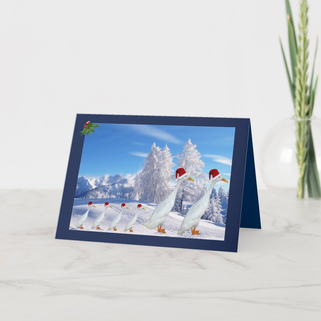 Christmas runner duck holiday card | Zazzle