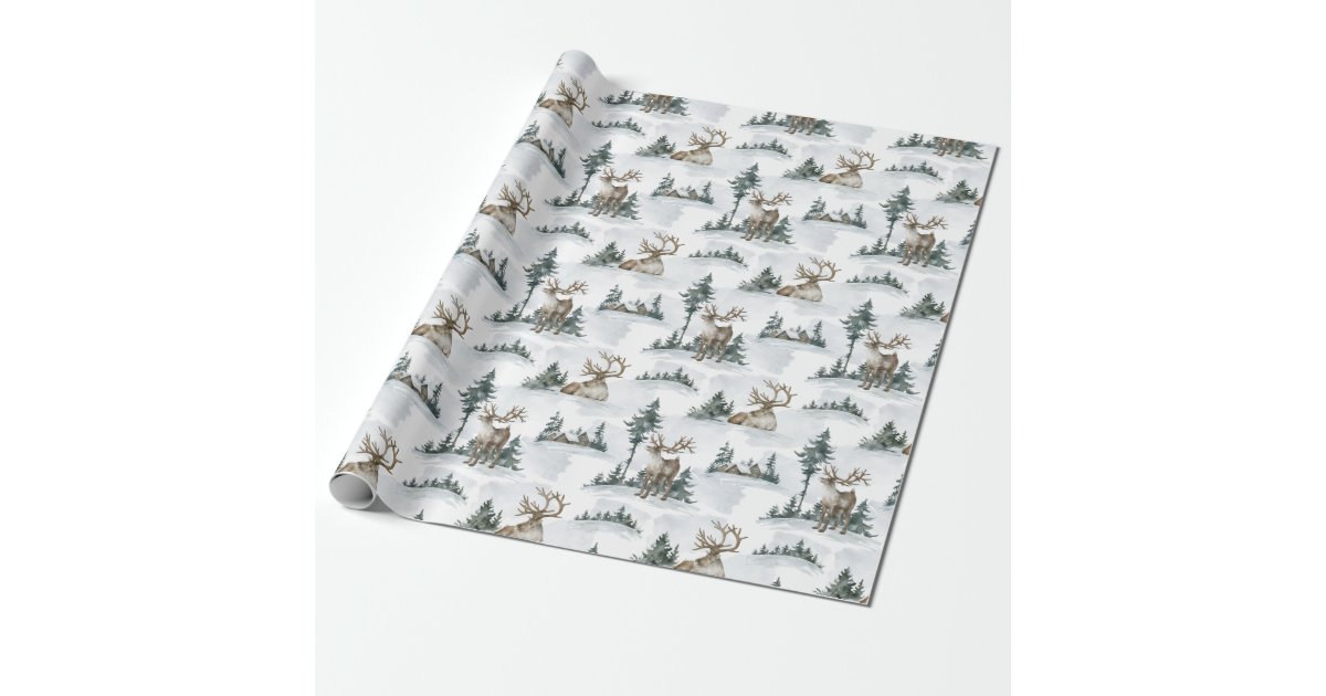 Christmas Rustic Elk Deer Reindeer Cabin Gift Wrapping Paper | Zazzle