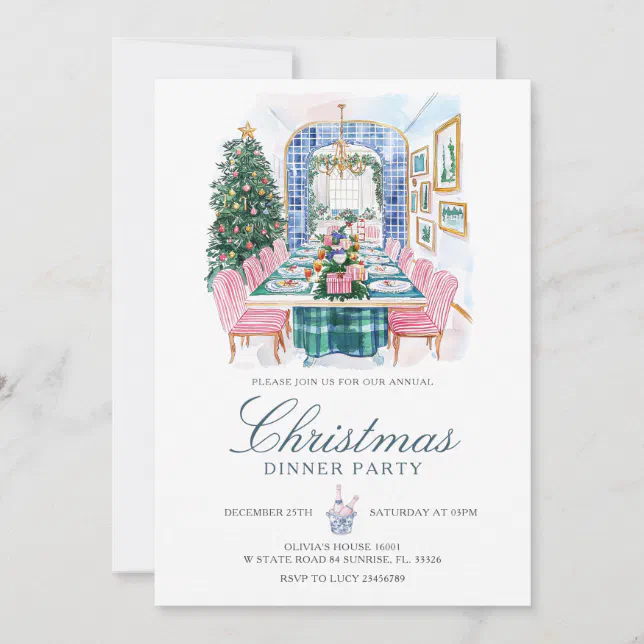 Christmas Rustic Home Family Holiday Dinner Party Invitation | Zazzle