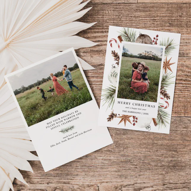 Christmas Rustic Photo Frame Holiday Card | Zazzle