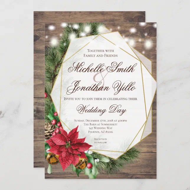 Christmas Rustic Wedding Invitation | Zazzle