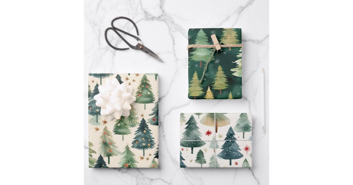 Christmas Rustic Winter Forest Pine Trees Wrapping Paper Sheets | Zazzle