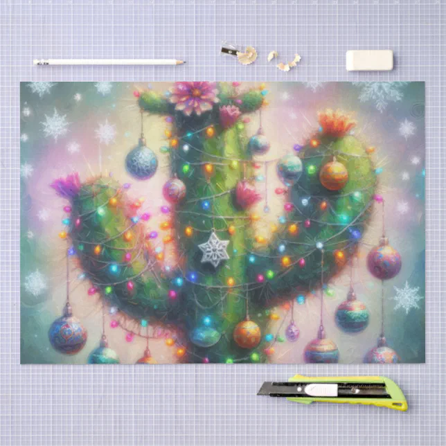 Christmas Saguaro Cactus Whimsical Decoupage Tissue Paper | Zazzle