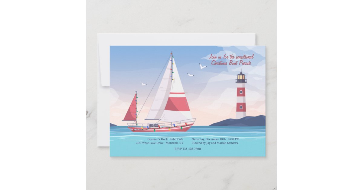 Christmas Sailboat Boat Parade Invitation | Zazzle