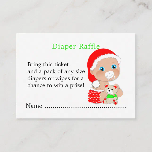 Christmas Santa Baby Shower Diaper Raffle Enclosure Card | Zazzle