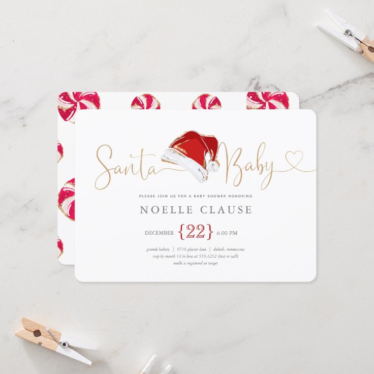 Christmas Santa Baby Shower Invitation | Zazzle