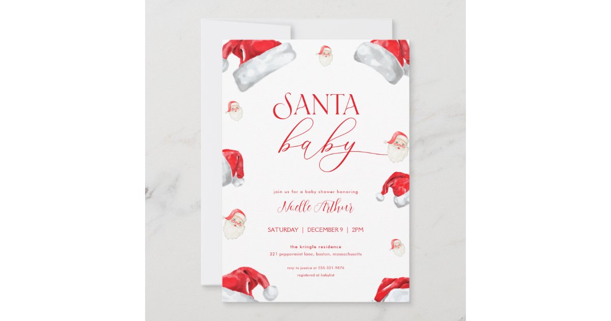 Christmas Santa Baby Shower Invitation | Zazzle