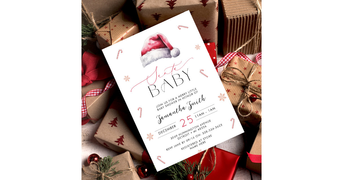 Christmas Santa Baby Shower Invitation | Zazzle