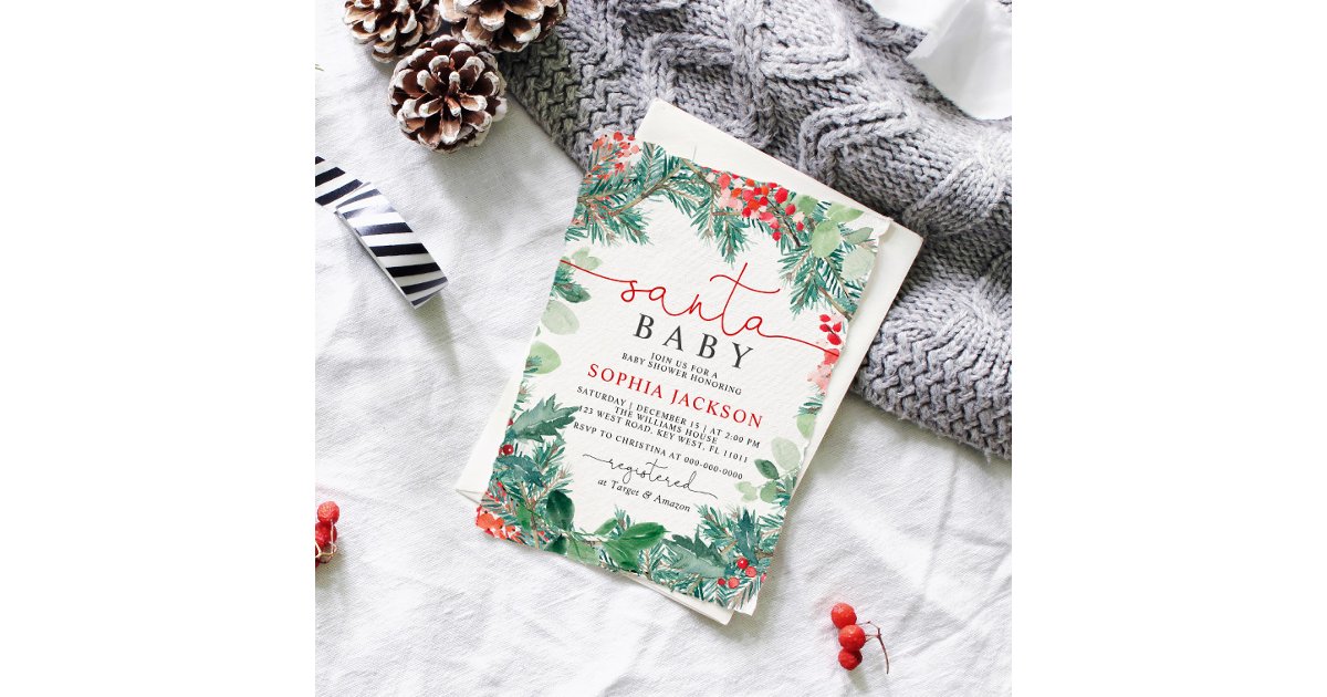 Christmas Santa Baby Shower Invitation | Zazzle