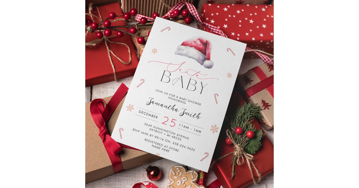 Christmas Santa Baby Shower Invitation | Zazzle