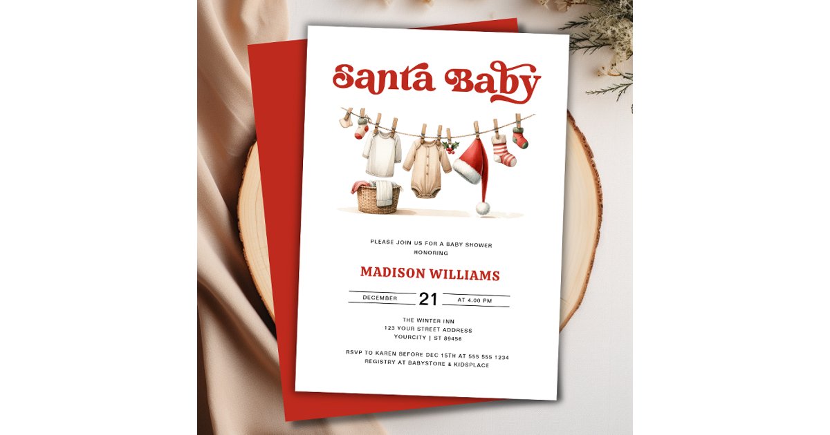 Christmas Santa Baby Shower Invitation | Zazzle