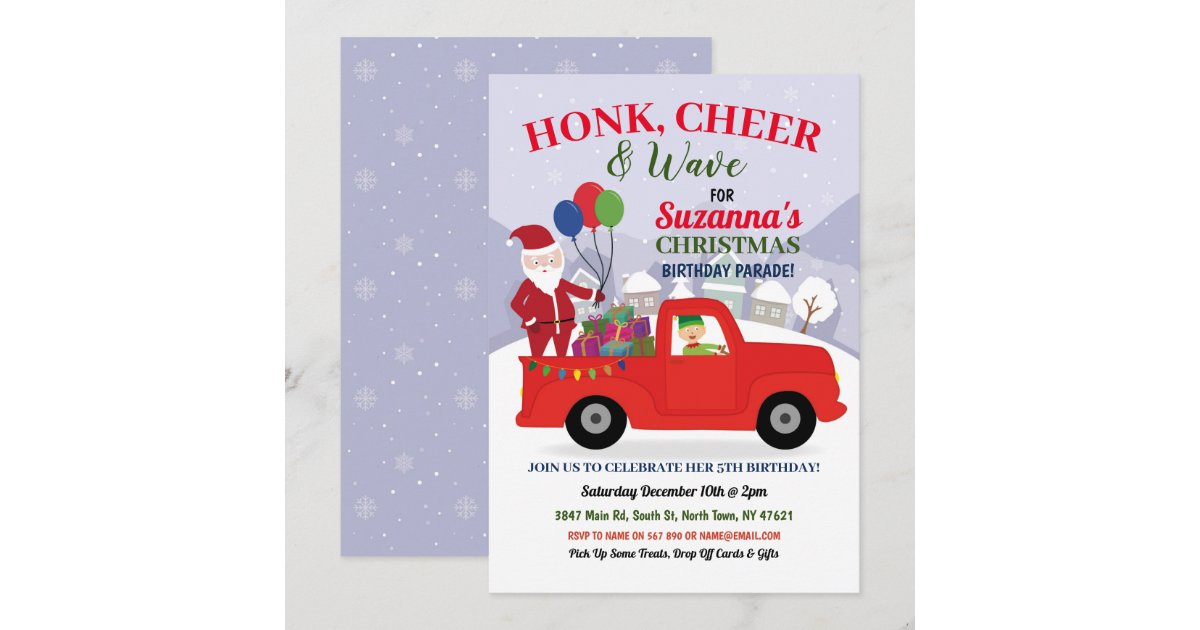 Christmas Santa Birthday Elf Party Parade Invitation | Zazzle