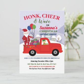 Christmas Santa Birthday Elf Party Parade Invitation | Zazzle