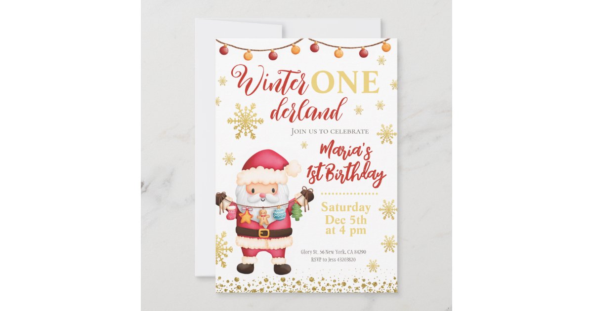 Christmas Santa Claus Birthday Invitation | Zazzle