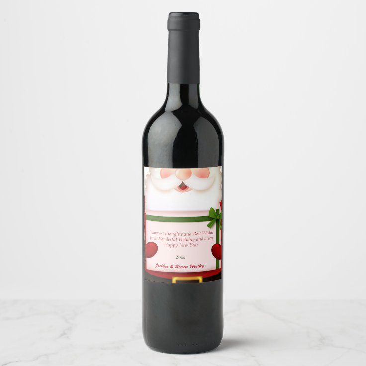 Christmas, Santa Claus, Custom Wine Label | Zazzle