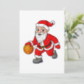 Christmas Santa Claus Dribbling A Basketball Funny Invitation | Zazzle