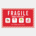 Christmas Santa Claus Fragile Gift Delivery Rectangular Sticker | Zazzle