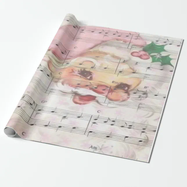 Christmas Santa Claus Vintage Sheet Music Wrapping Paper | Zazzle