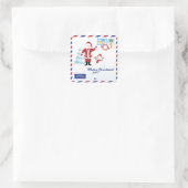 Christmas Santa express mail envelope Square Sticker | Zazzle