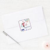 Christmas Santa express mail envelope Square Sticker | Zazzle