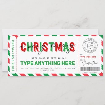 Christmas Santa Gift Voucher Template for kids | Zazzle