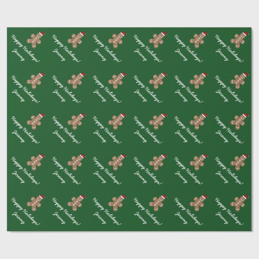 Christmas Santa gingerbread man wrapping paper | Zazzle