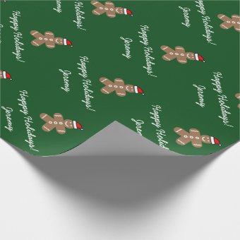 Christmas Santa gingerbread man wrapping paper | Zazzle