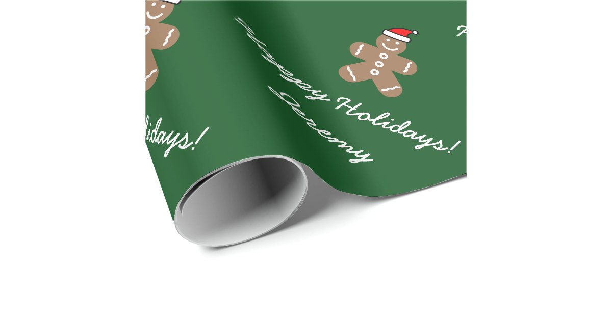Christmas Santa gingerbread man wrapping paper | Zazzle