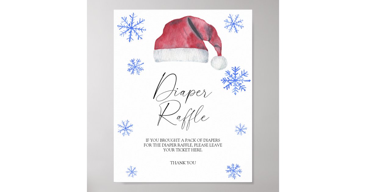 Christmas santa hat - diaper raffle poster | Zazzle