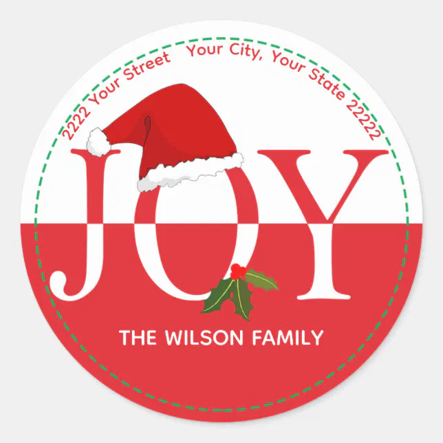 Christmas Santa Hat Return Address Sticker | Zazzle
