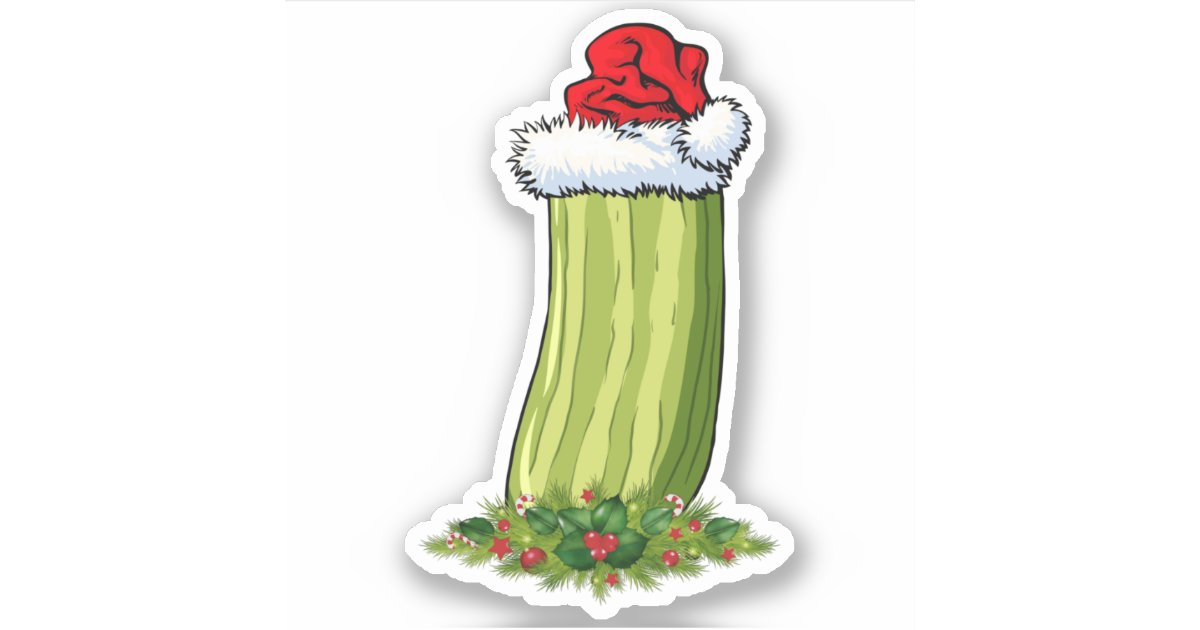 Christmas Santa Pickle Sticker | Zazzle
