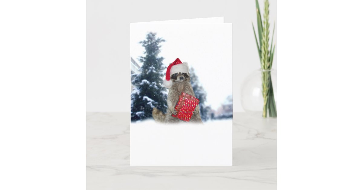 Christmas Santa Raccoon Bandit Holiday Card | Zazzle