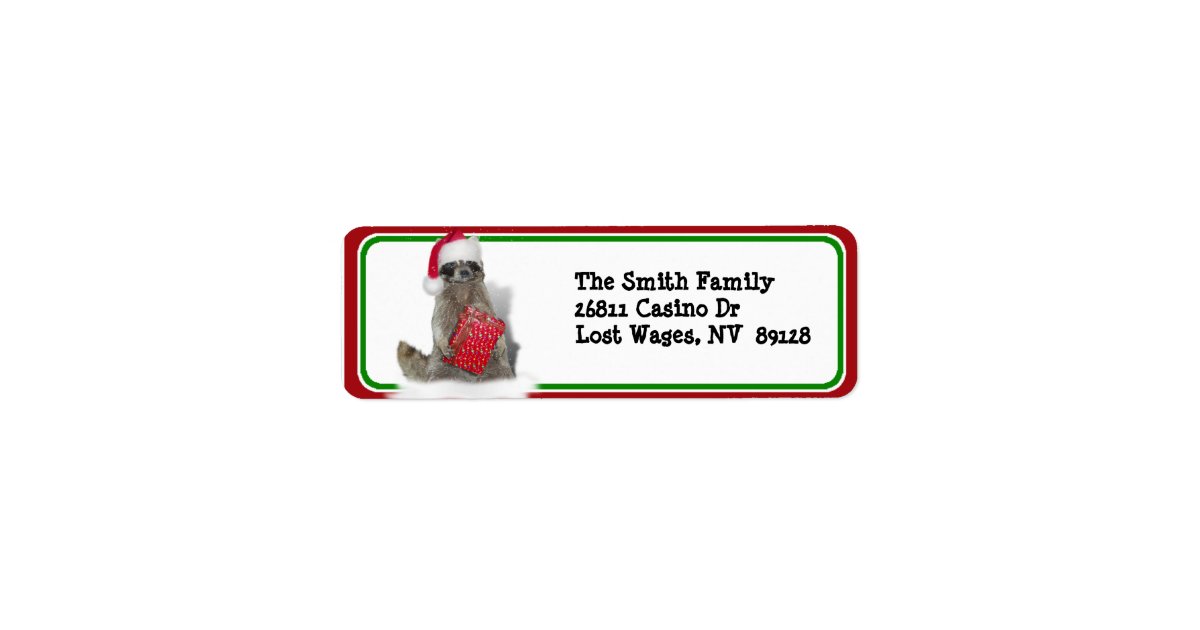 Christmas Santa Raccoon Bandit Label | Zazzle