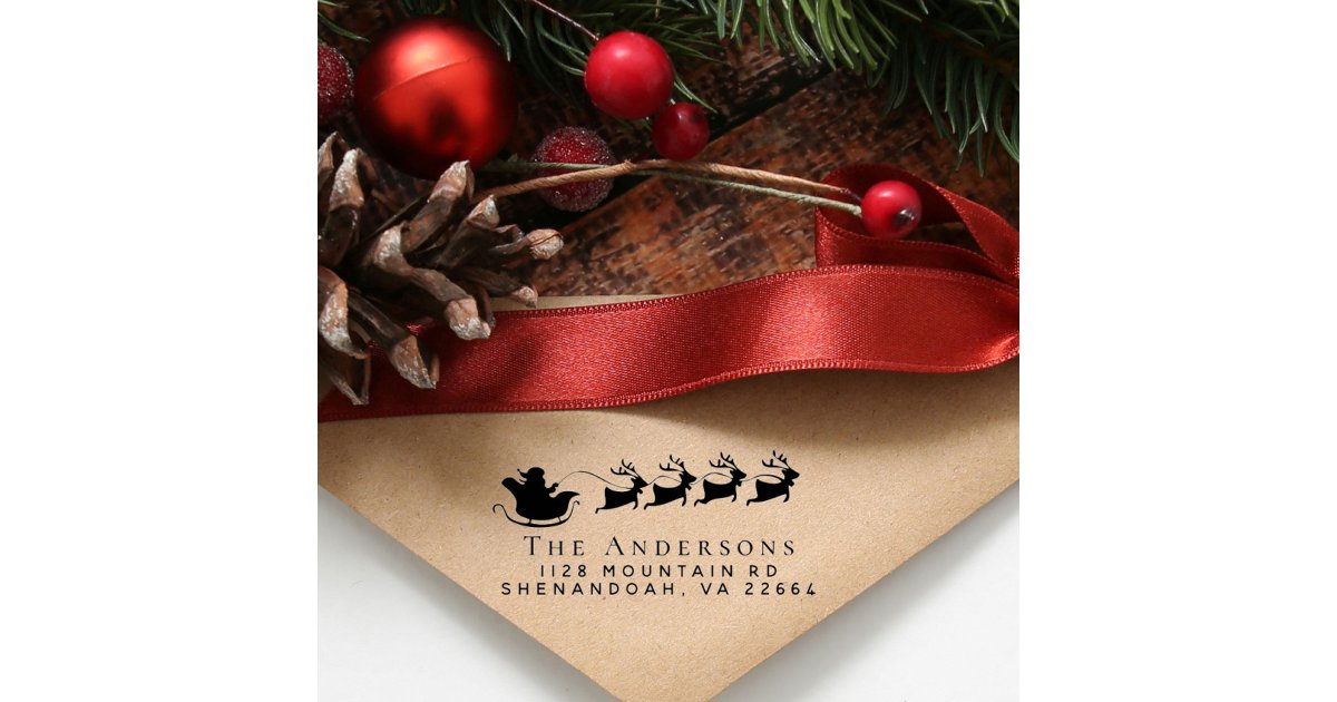 Christmas Santa Reindeer Return Address Self-inking Stamp | Zazzle