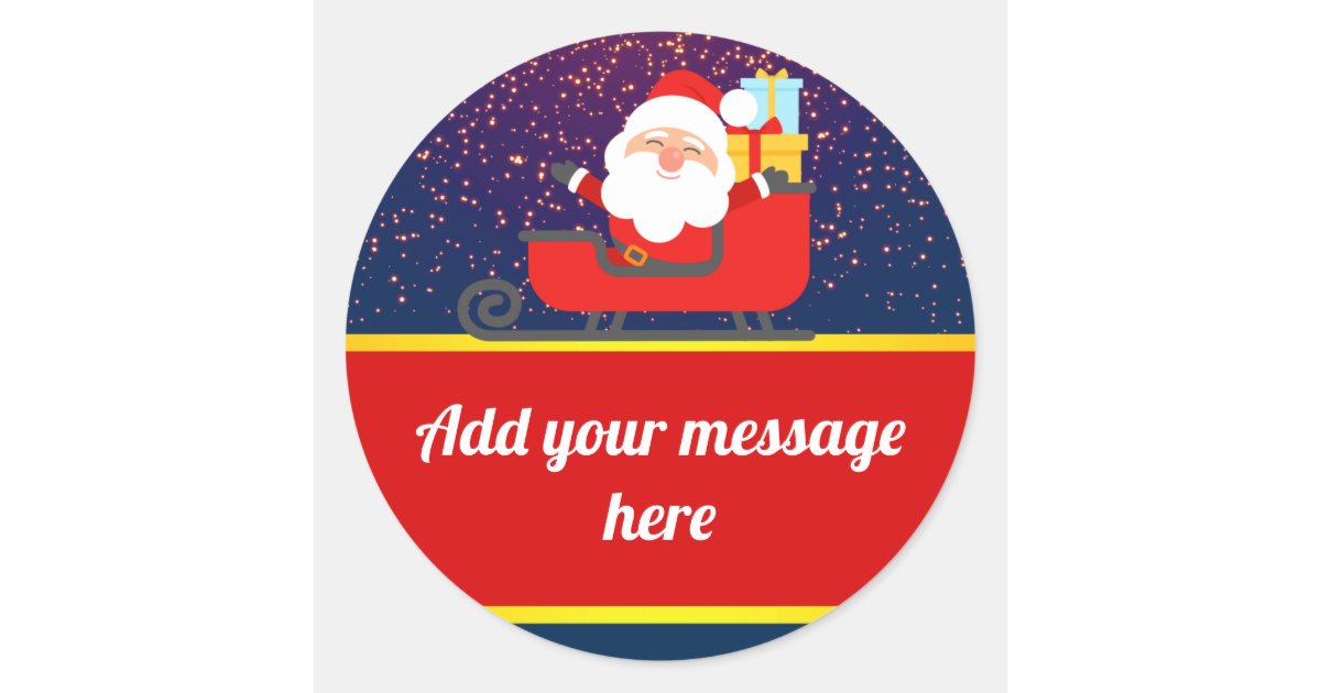 Christmas Santa Sled Classic Round Sticker | Zazzle