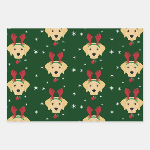 Christmas Santa Yellow Labrador Retriever Dog Wrapping Paper Sheets ...