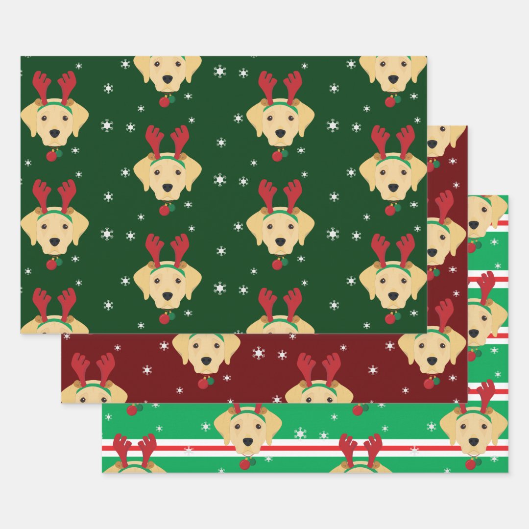 Christmas Santa Yellow Labrador Retriever Dog Wrapping Paper Sheets ...