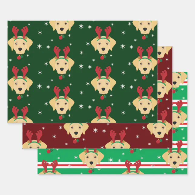 Christmas Santa Yellow Labrador Retriever Dog Wrapping Paper Sheets ...