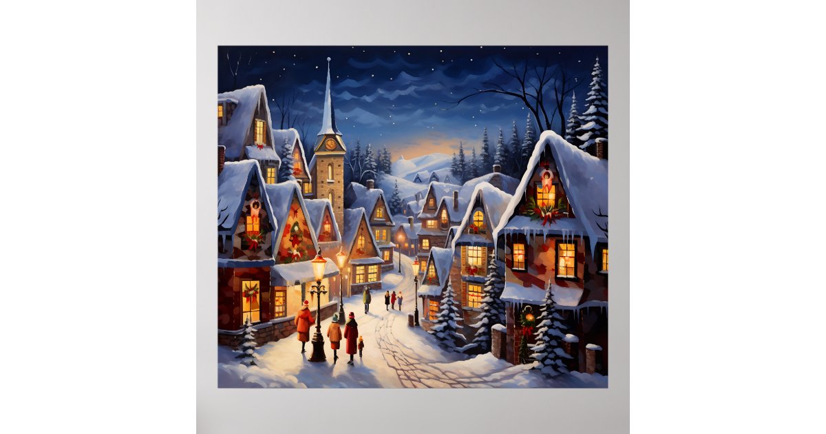 Christmas Scene Art Poster | Zazzle