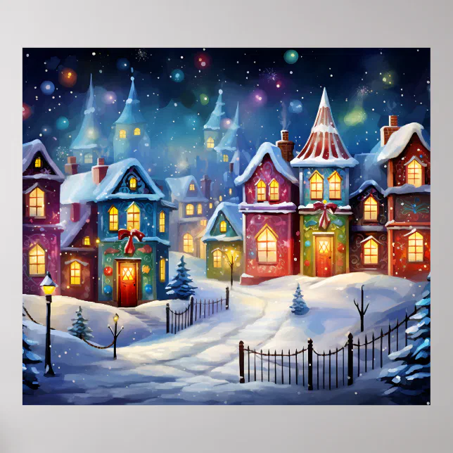 Christmas Scene Art Poster | Zazzle