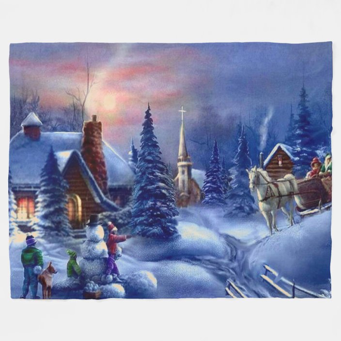 CHRISTMAS SCENE FLEECE BLANKET | Zazzle.com