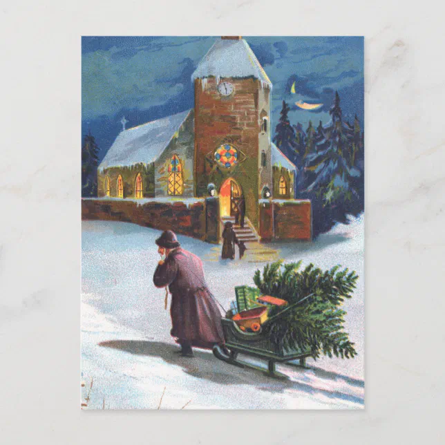Christmas Scene Holiday Postcard | Zazzle