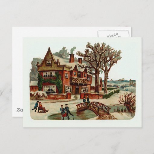 "Christmas Scene" Vintage Postcard | Zazzle