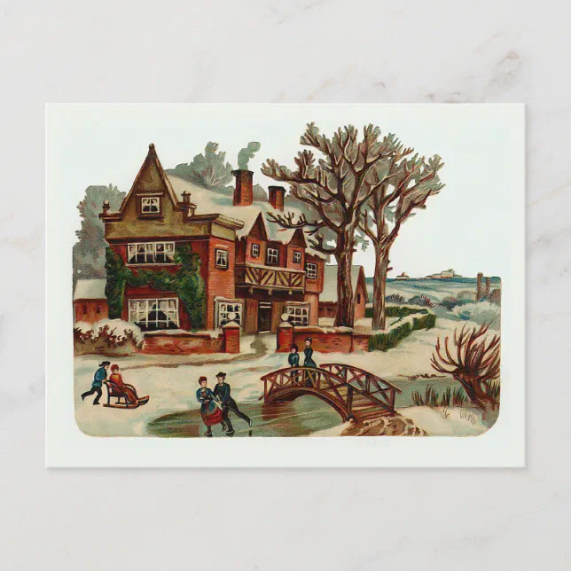 "Christmas Scene" Vintage Postcard | Zazzle