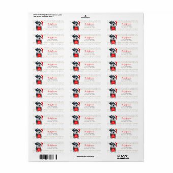 Christmas Schnauzer Dog Santa Hat Address Labels | Zazzle