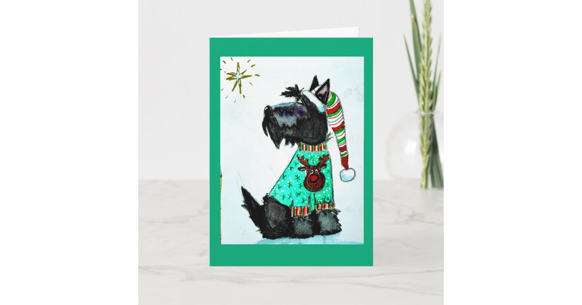 Christmas Scottie Holiday Card | Zazzle