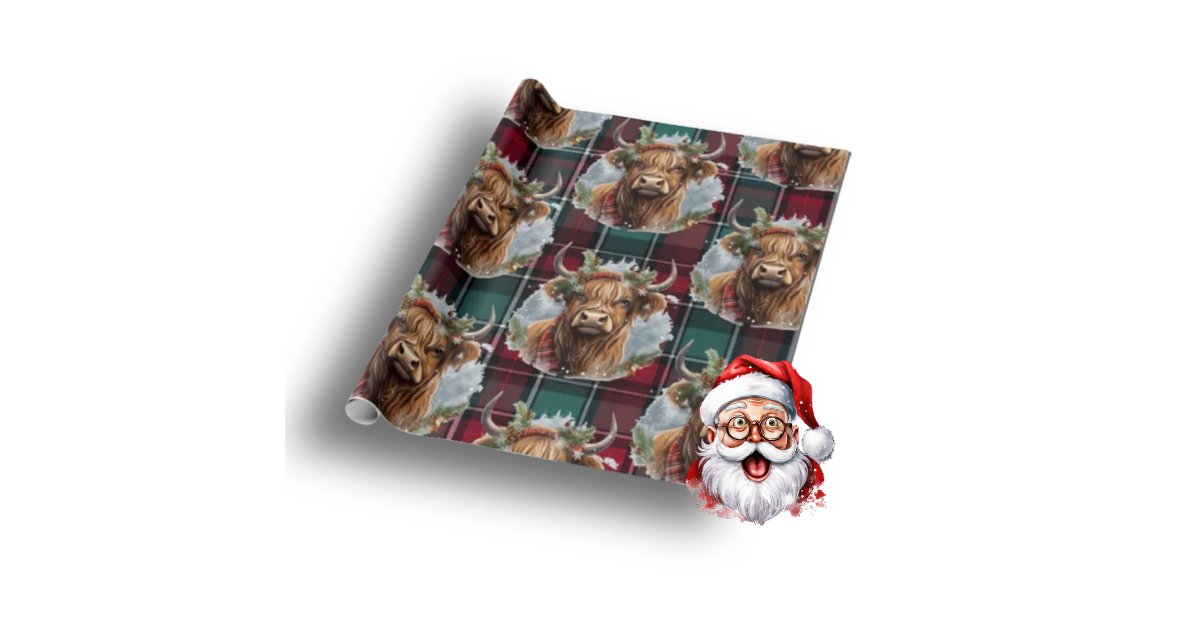 Christmas Scottish Tartan denim blue Highlander Wrapping Paper | Zazzle