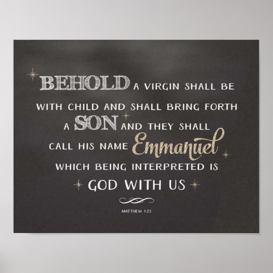 Christmas Scripture - Behold Emmanuel Poster | Zazzle.com