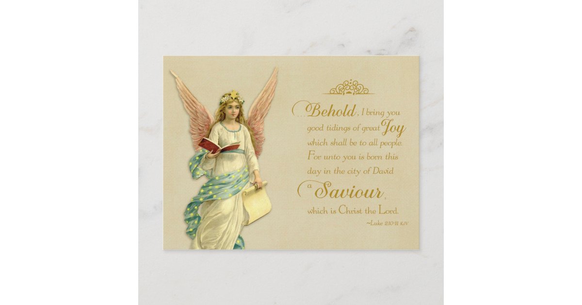 Christmas Scripture Vintage Reproduction Postcard | Zazzle