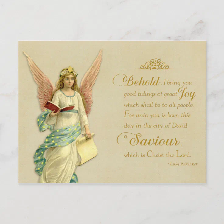 Christmas Scripture Vintage Reproduction Postcard | Zazzle